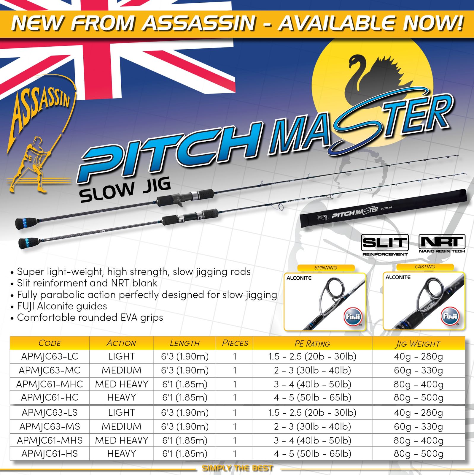 Assassin Pitch Master Slow Jig Rod Medium Spin - PE1.5-3