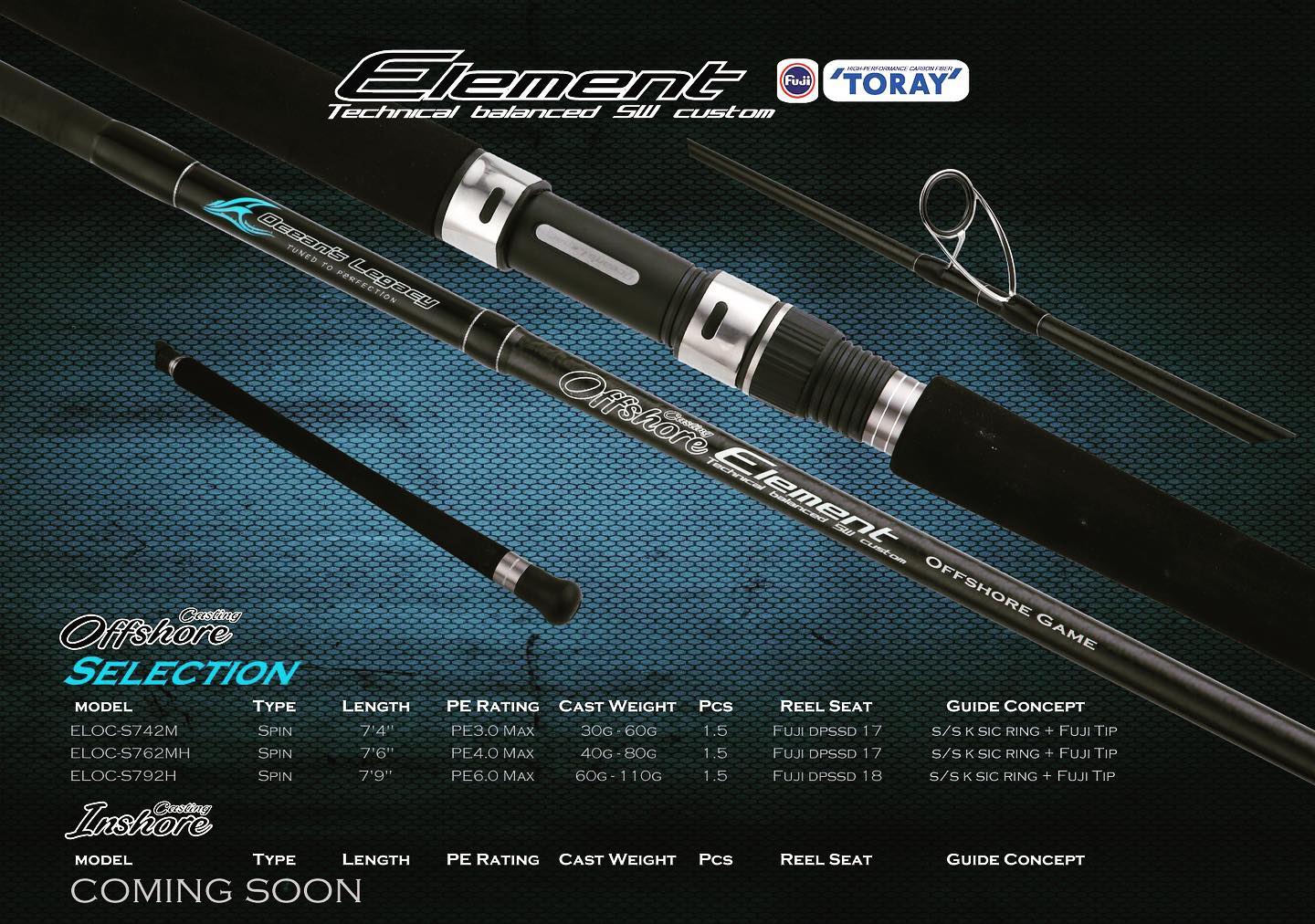 Ocean's Legacy Element Casting Offshore Rod S762MH PE4